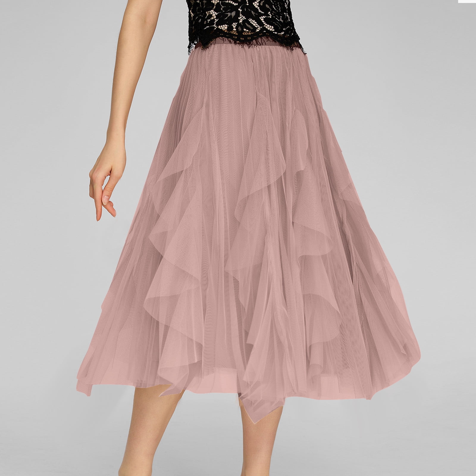 Aueoeo Women's A-Line Fairies Skirts Elastic High Waist Tulles Midi ...