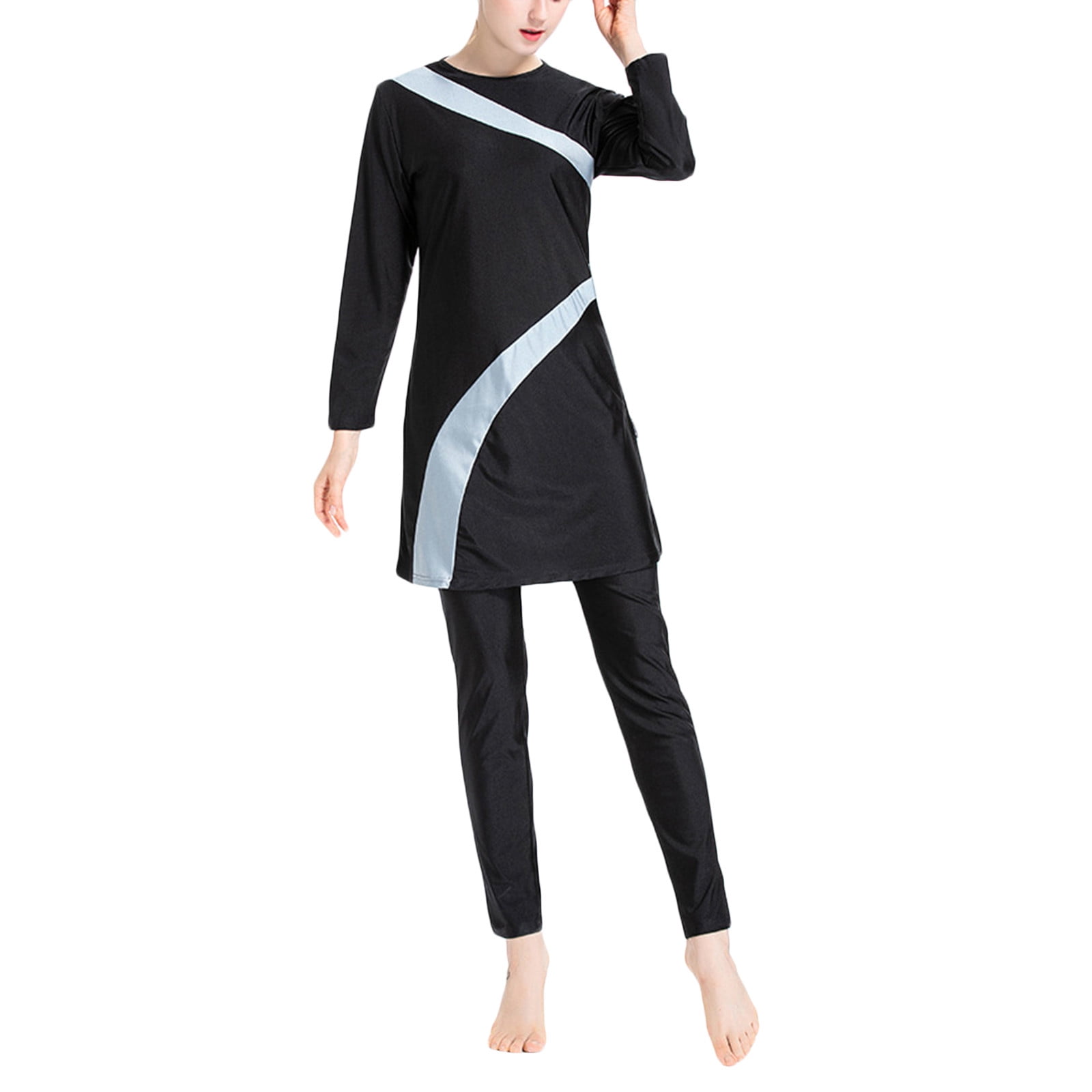 Aueoeo Women's Casual 2 Piece Loungewear Set Solid-Color Muslim ...