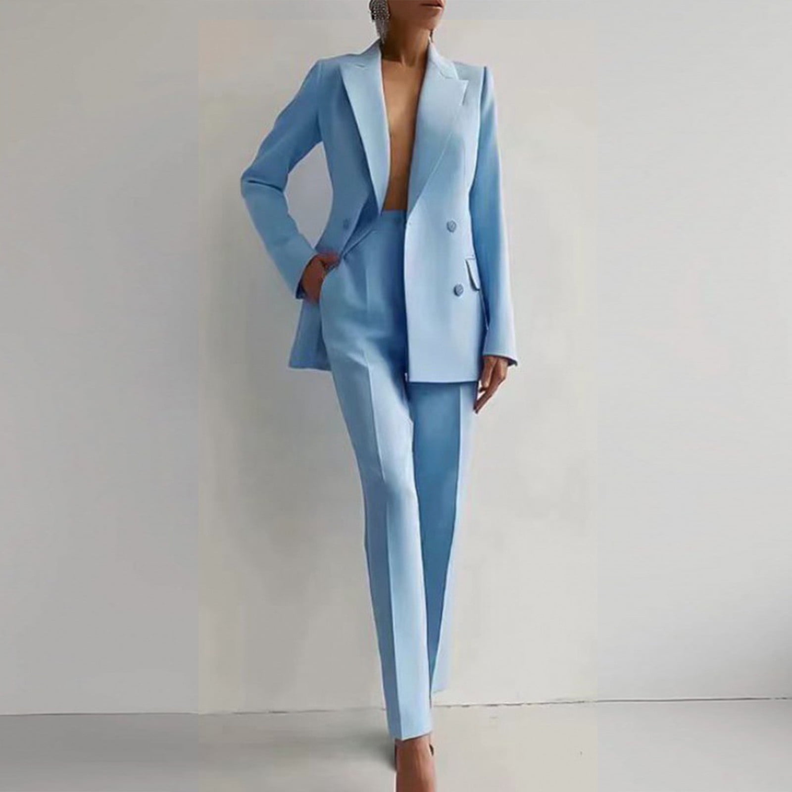 Aueoeo Women's Elegant Suits Sets Notched Shawl Collar Outerwear ...