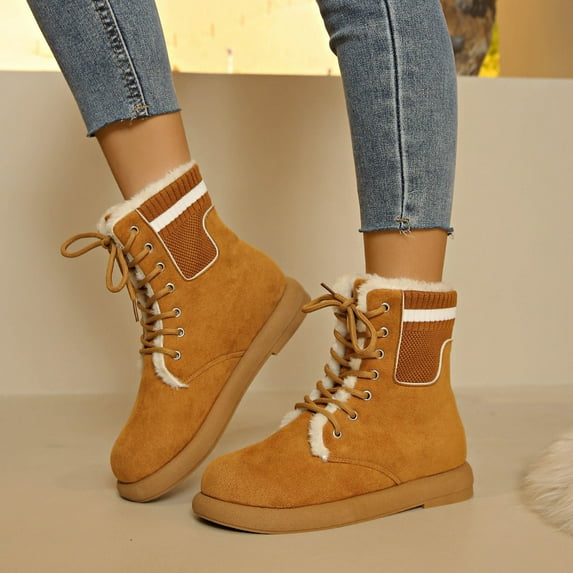 Aueoeo Women's Fashion Ankle Shoes Casual Winter Warm Short Snow Boots ...