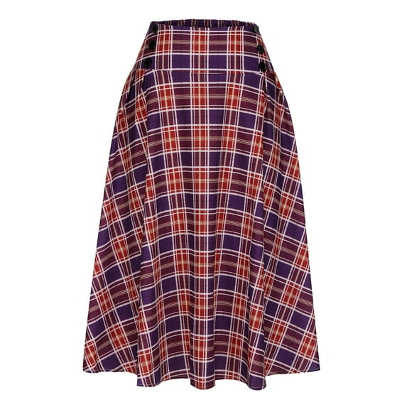 Aueoeo Women's Fashion Skirt Soft Comfy Solid Color Plaid Printed ...