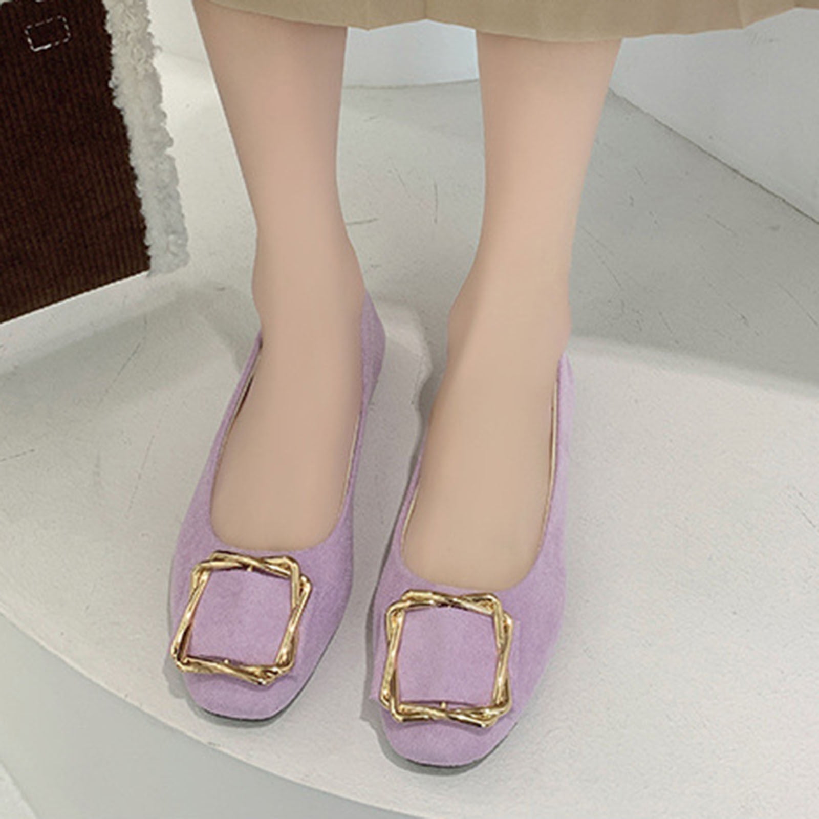 Aueoeo Women's Flat Shoes Round Toe Dressy Casual Office Shoes Work ...