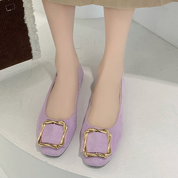 Aueoeo Women's Flat Shoes Round Toe Dressy Casual Office Shoes Work ...