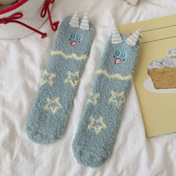 Aueoeo Women's Fleece Lined Socks Fall Winter Fuzzy Socks Warm Cold ...