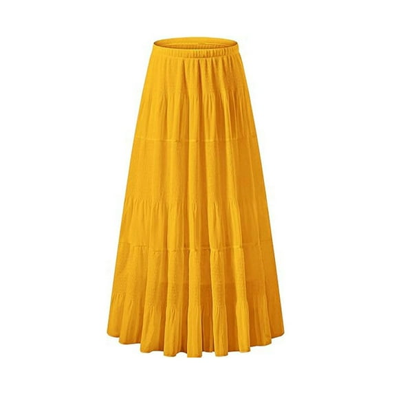 Aueoeo Women's High Elastic Waist Dressy Skirts Pleated Ruched Flowy ...