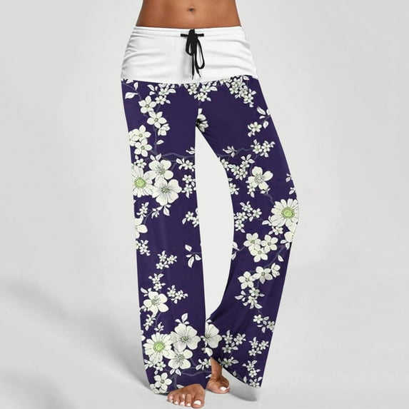 Aueoeo Women's High Waist Trousers Loose Comfortable Straight Leg Jogger Pant Comfy Long Flowy ...