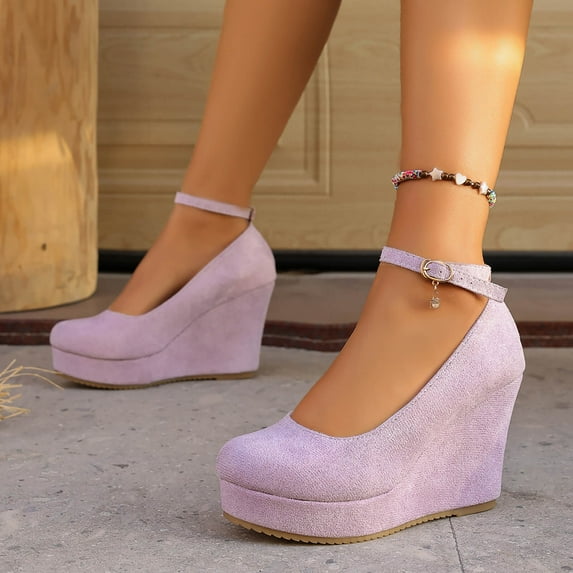 Aueoeo Women's High Wedge Shoes Comfortable Work Office Business ...