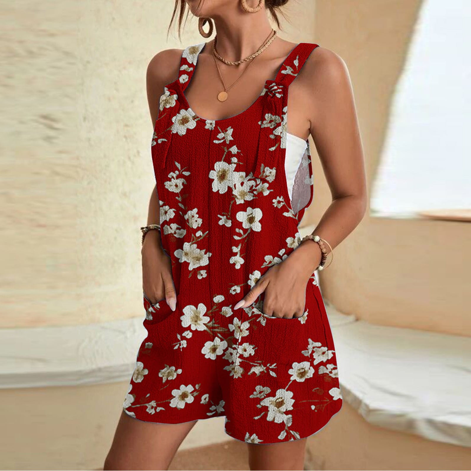 Aueoeo Women's Jumpsuits, Rompers & Overalls Summer Casual Sleeveless ...