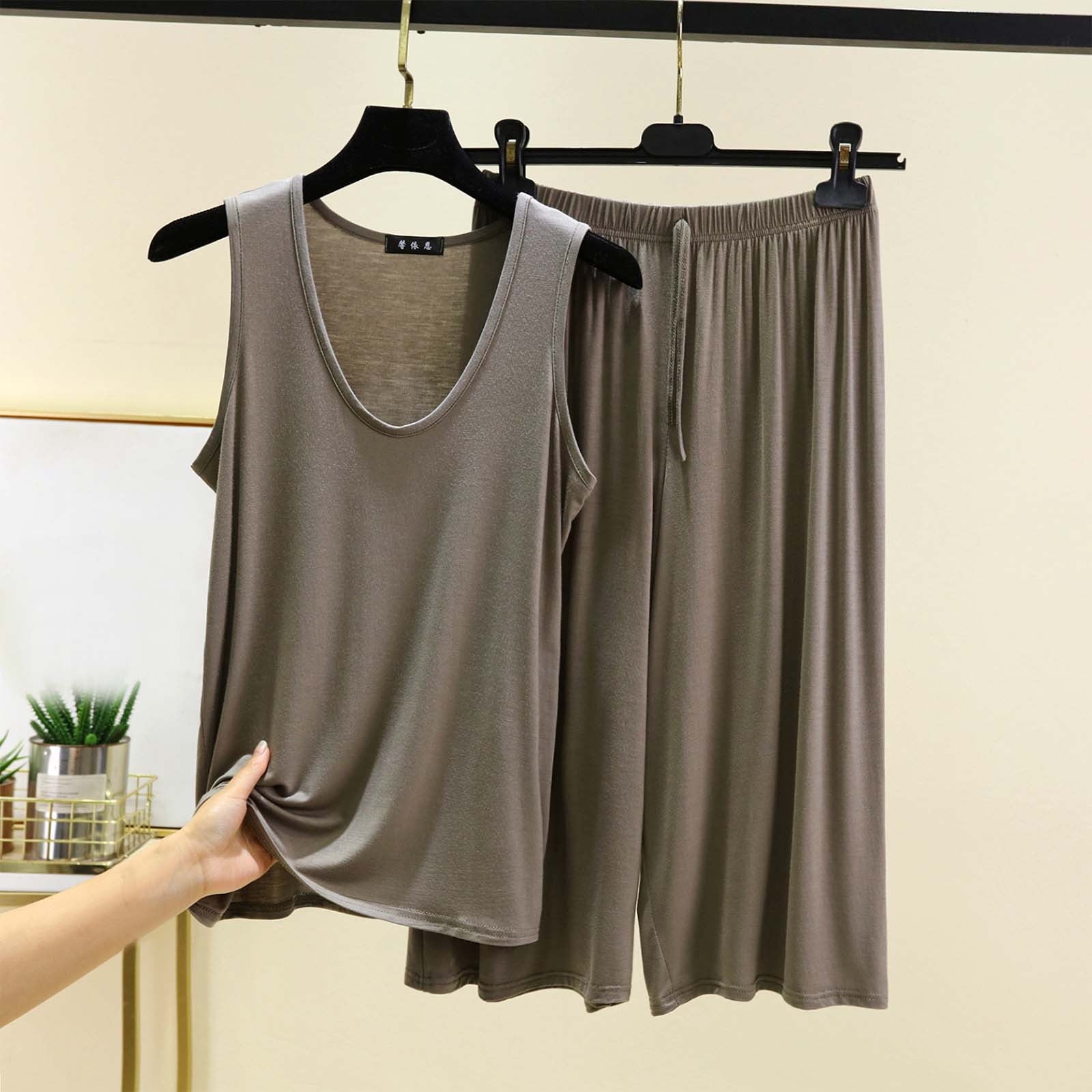 Aueoeo Women's Matching Sets 2 Piece Outfits Casual Loungewear Set ...