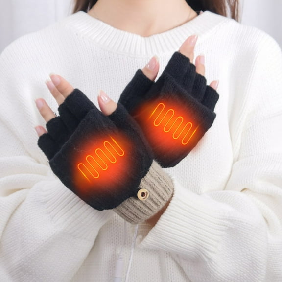 C Usb Heated Gloves For Women And Men Full And Half Heated Fingerless ...