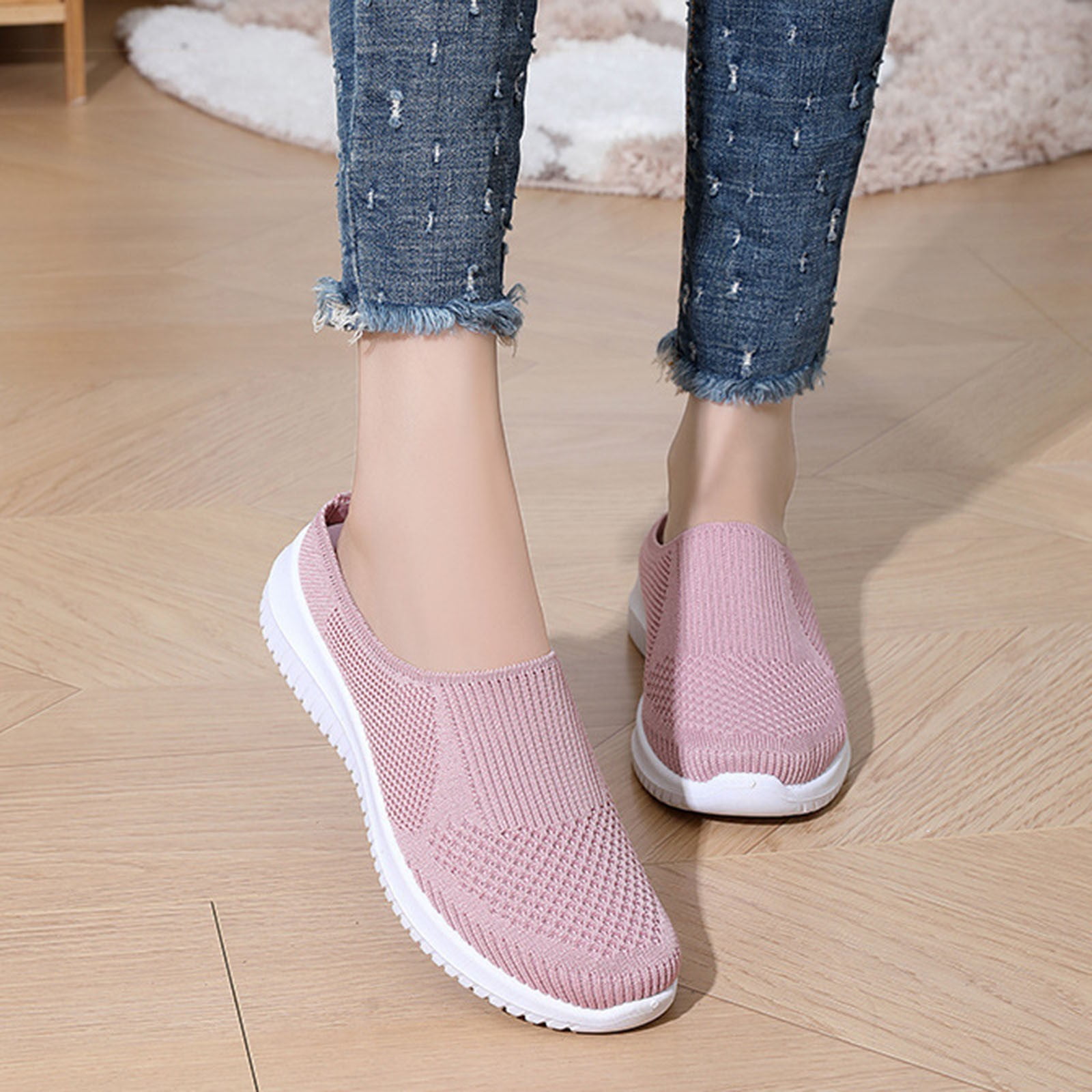 Aueoeo Women's Mesh Breathable Shoes Lightweight Comfortable Loafers ...