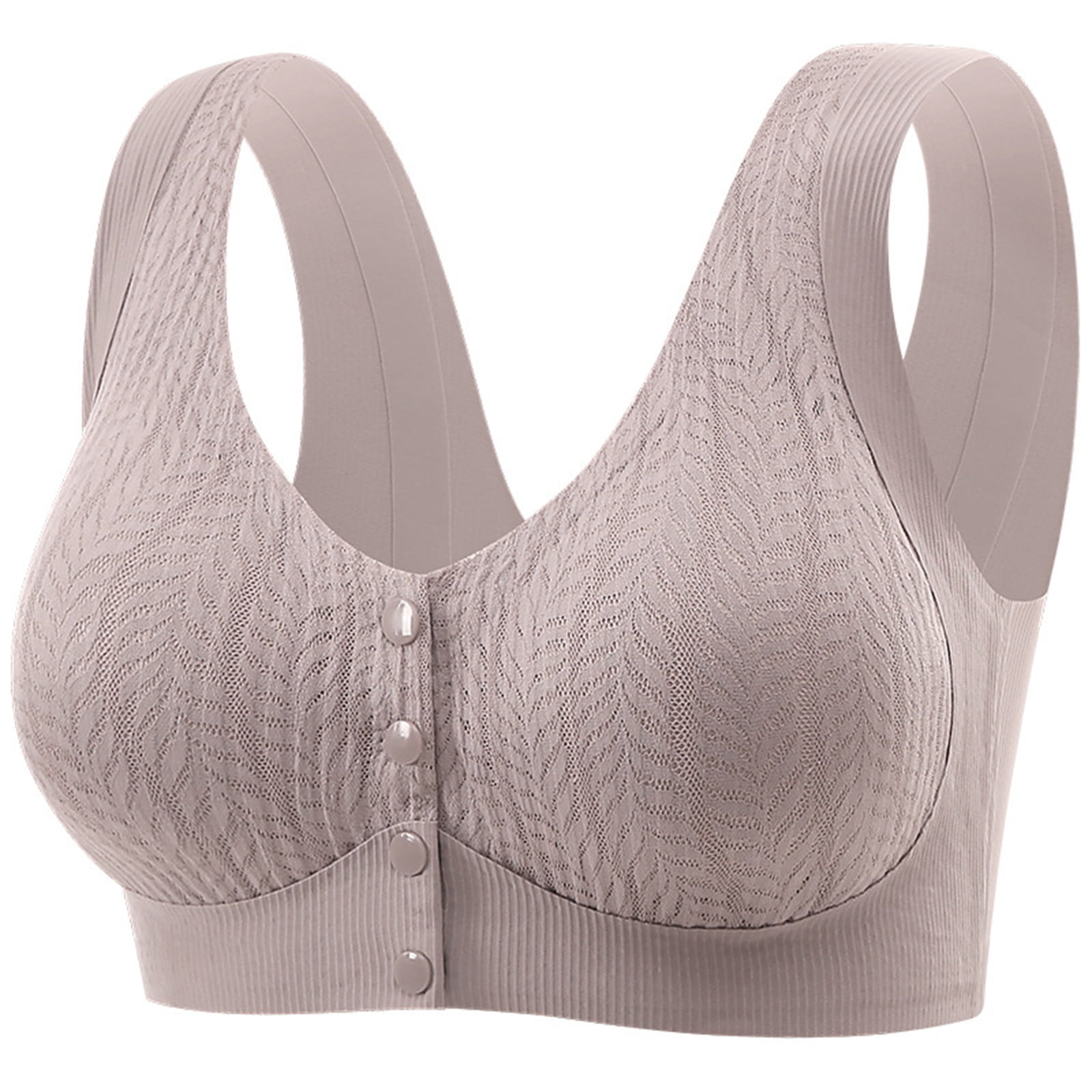 Aueoeo Women's Plus Size Bras Fashion Front Closure Wireless Bra Solid ...