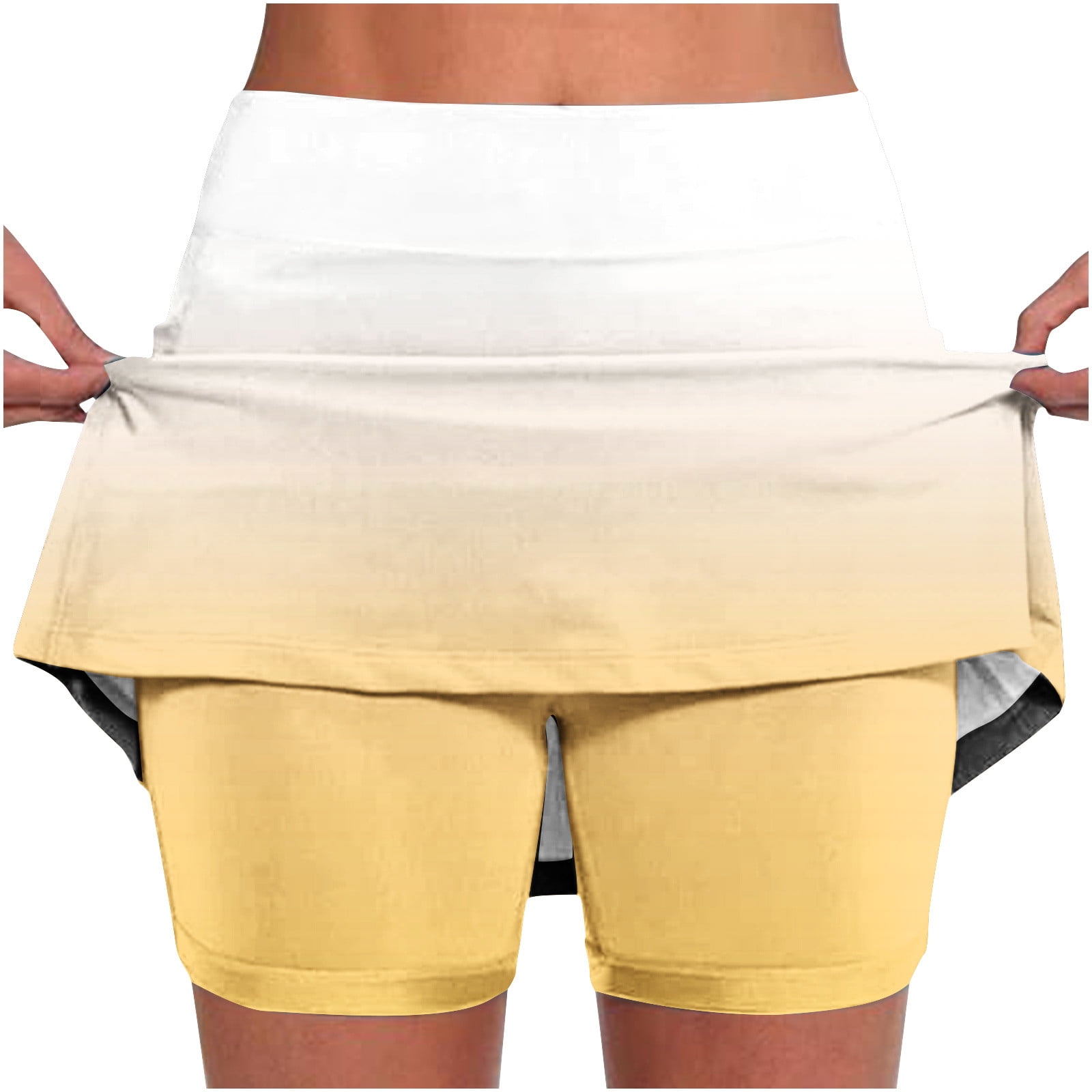 Aueoeo Women's Plus Size Skort Gradient Color Mid-waist Skirt Pants ...