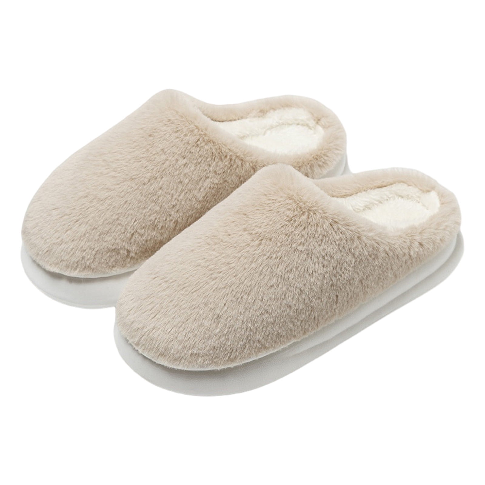 Aueoeo Women's Plush Fuzzy Slip on Indoor Winter House Slippers Soft ...