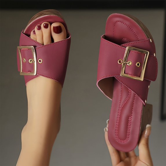 Aueoeo Women's Round Open Toe Slippers Daily Wear High Heel Slippers ...