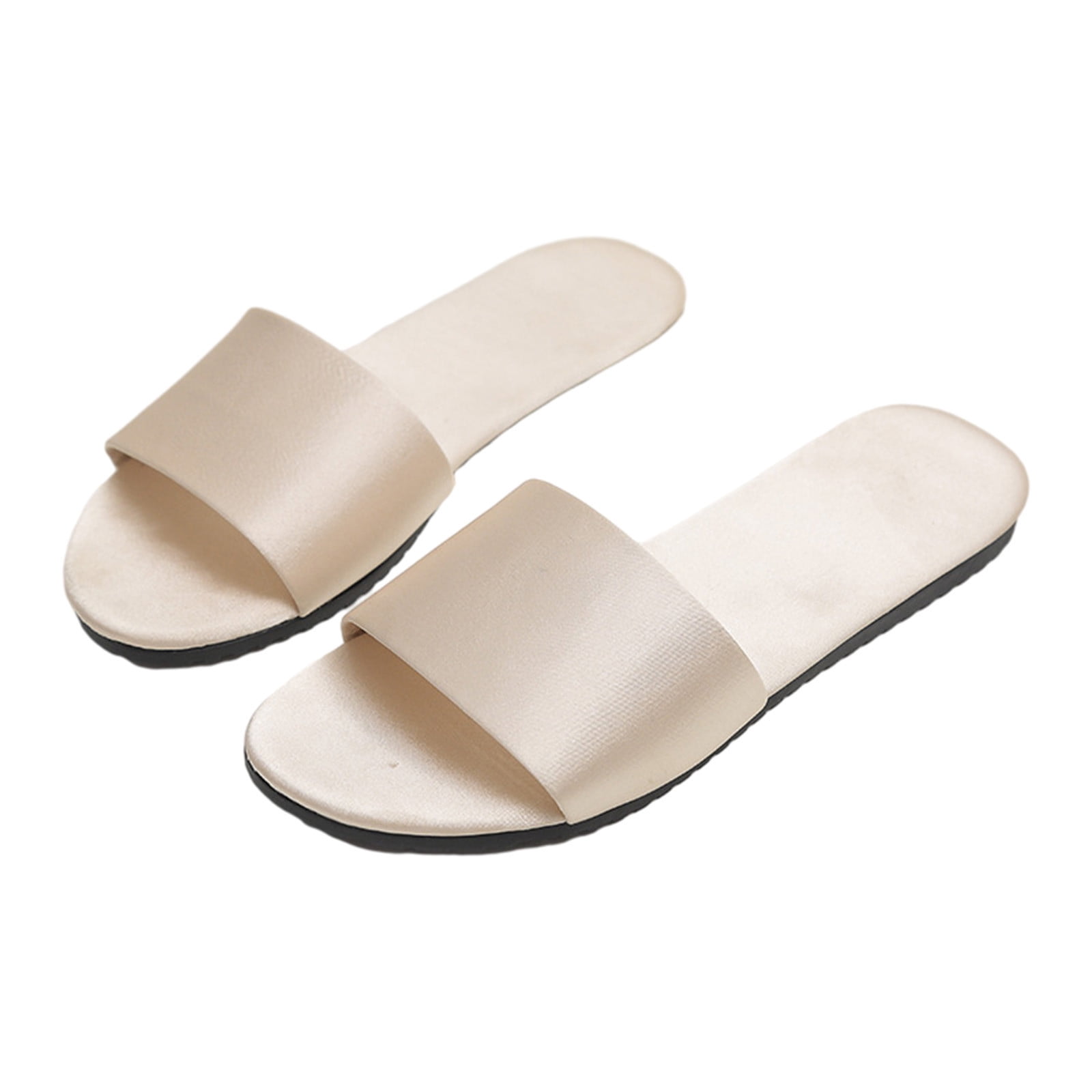 Aueoeo Women's Satin House Slippers Casual Breathable Flat Slippers for ...