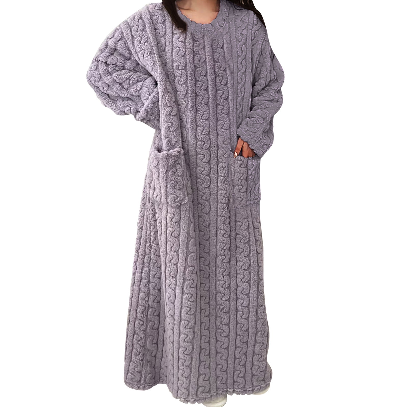 Aueoeo Women's Winter Warm Robe Long Sleeve Bathrobe Thickened ...