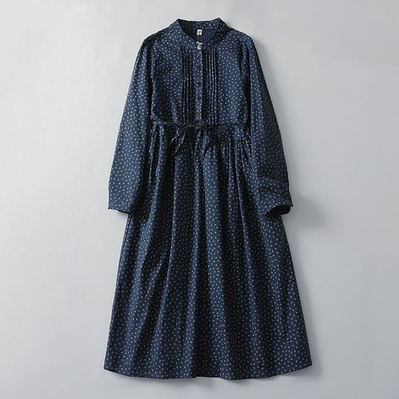 Aueoeo Womens Casual Dresses Mock Neck Long Sleeve Floral Boho Tiered ...