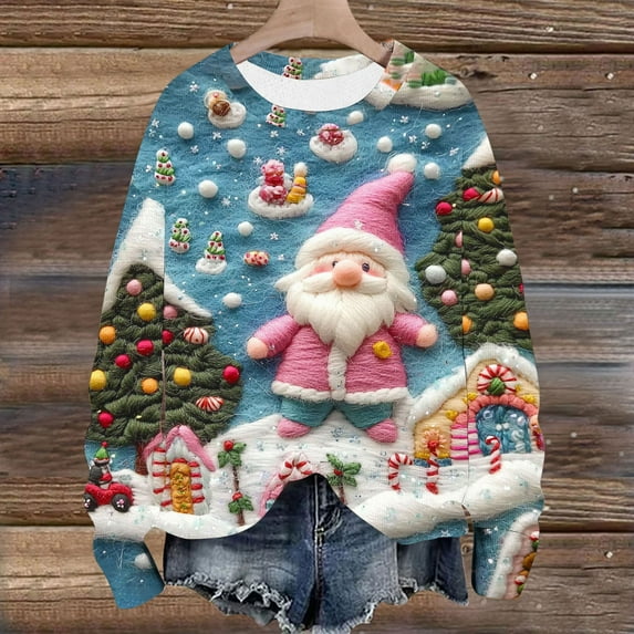 Aueoeo Womens Fashion Shirt Christmas Printed Funny T shirts Holiday ...