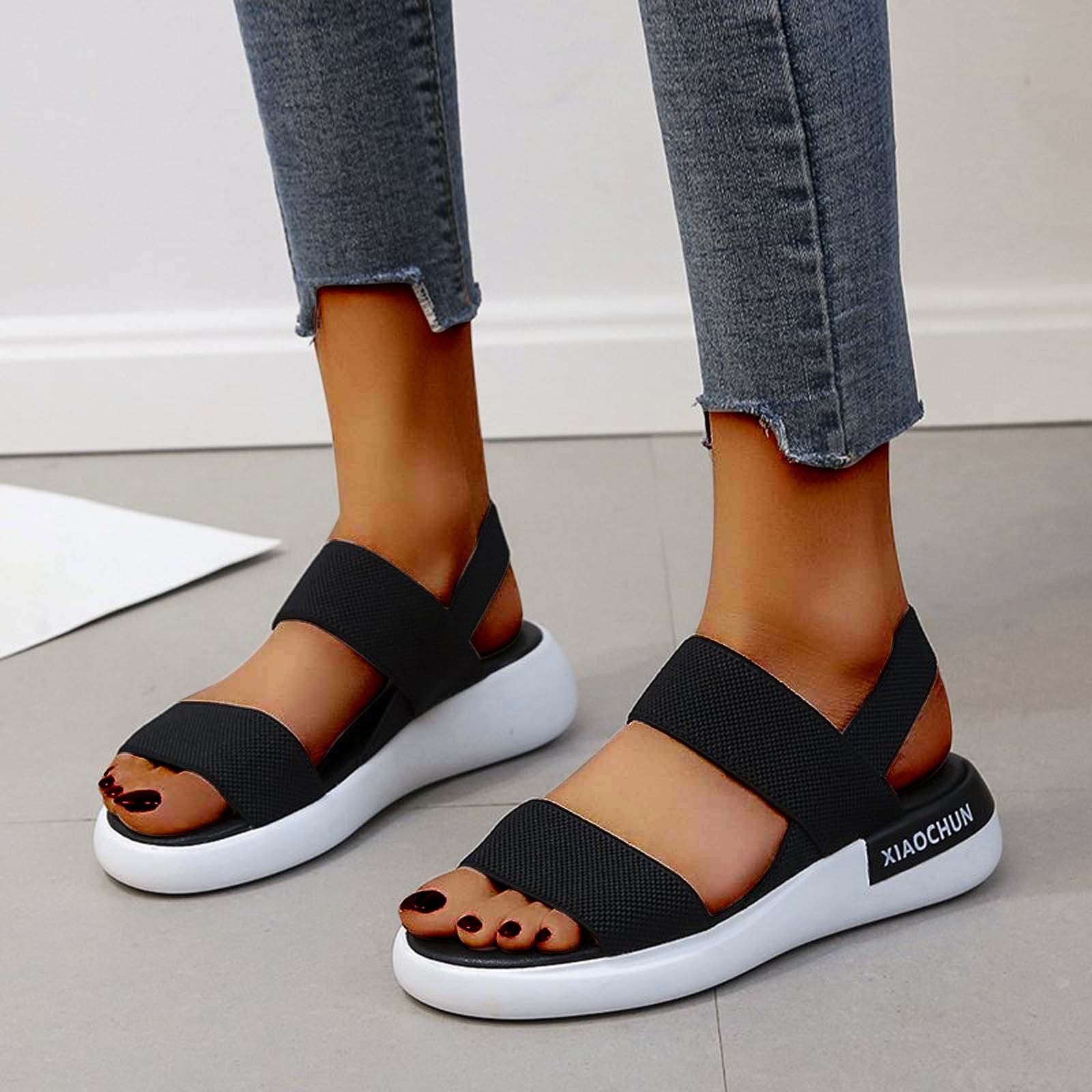 Aueoeo Womens Flat Sandals Comfortable Sandals for Women Open Toes ...