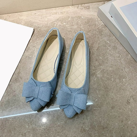 Aueoeo Womens Pointed Toe Flats Cute Bow-Knot Comfortable Loafers ...