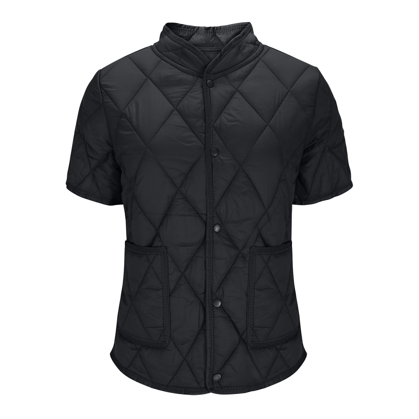 Aueoeo Womens Puffer Jackets Button Up Half Sleeve Fall Winter Jacket ...