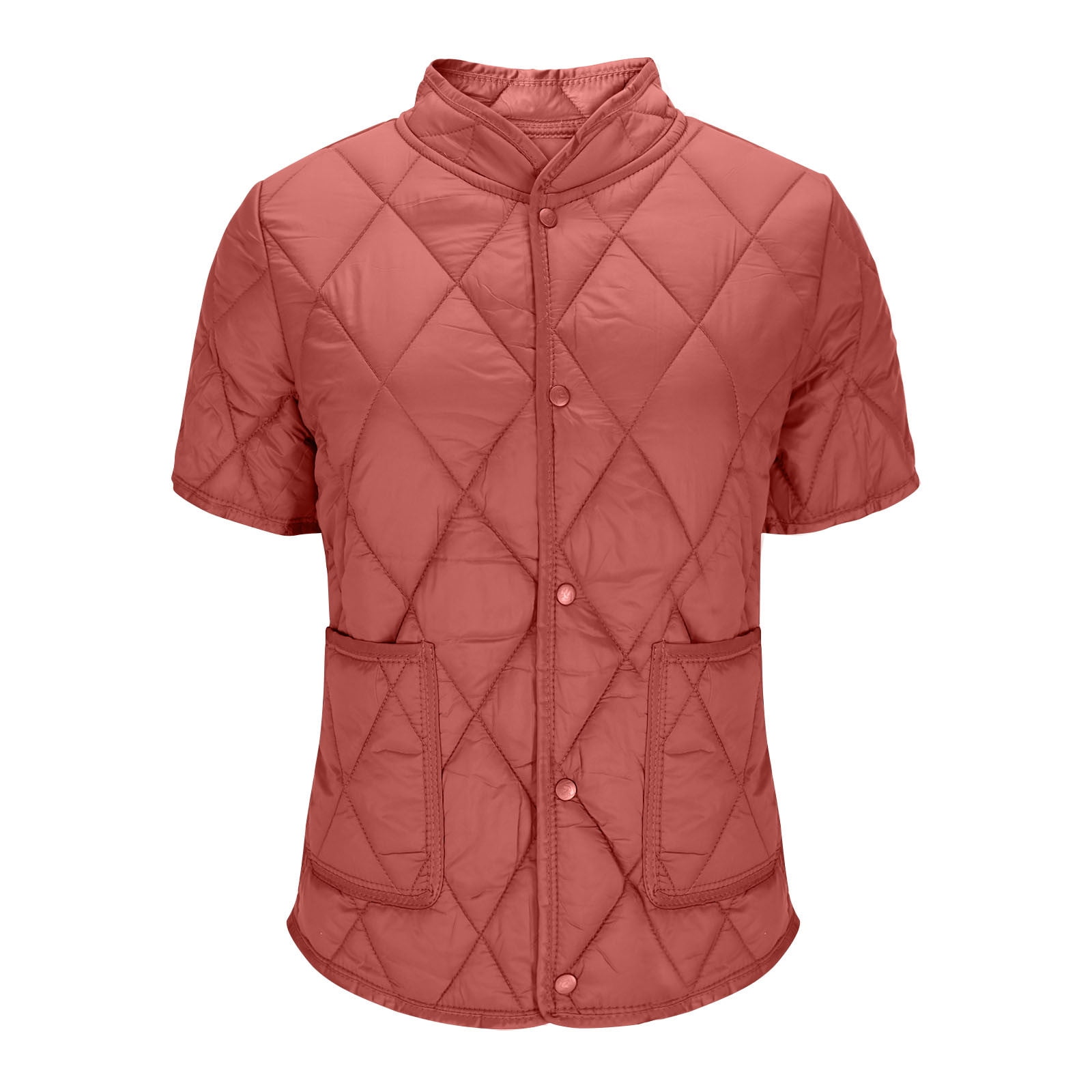 Aueoeo Womens Puffer Jackets Button Up Half Sleeve Fall Winter Jacket ...