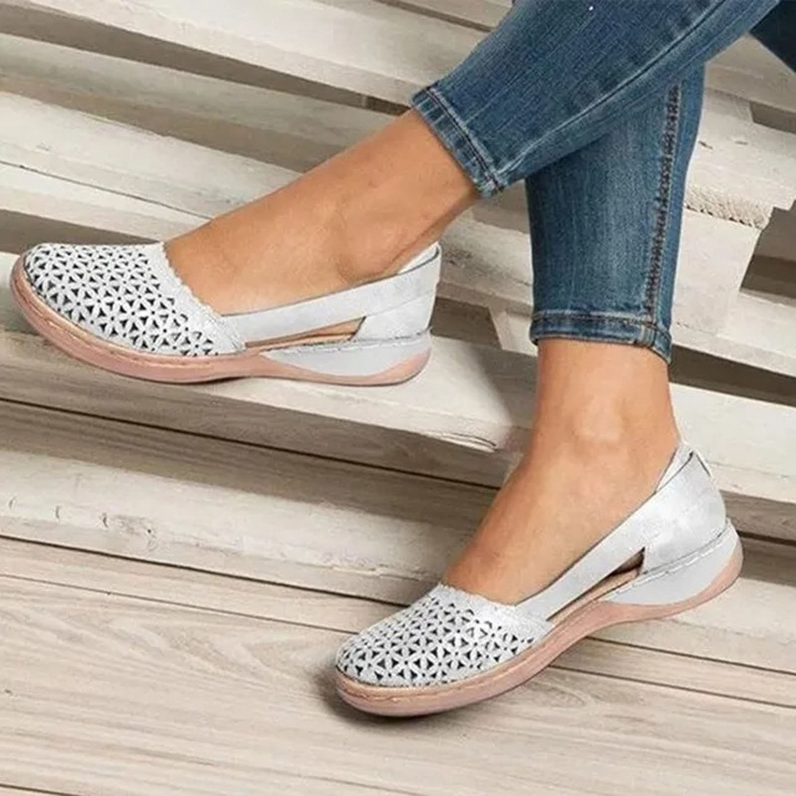 Aueoeo Womens Slip On Sandals, Women's Casual Loafers Cute Slip On ...
