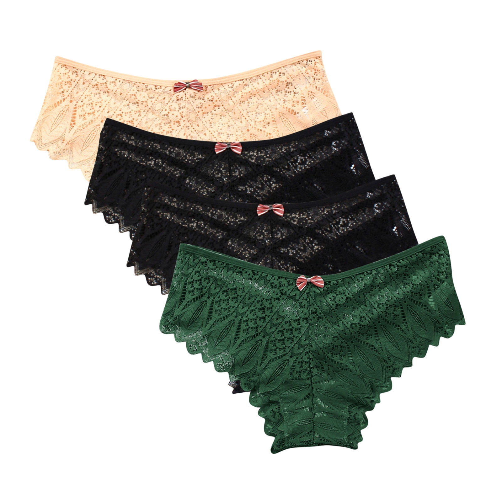 Aueoeo Womens Underwear Lace Panties High Waisted Plus Size Ladies ...