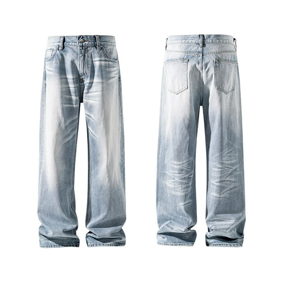 Aueoeo Work Pants Men Work Pants Mens Solid Color Button Zipper Pocket ...