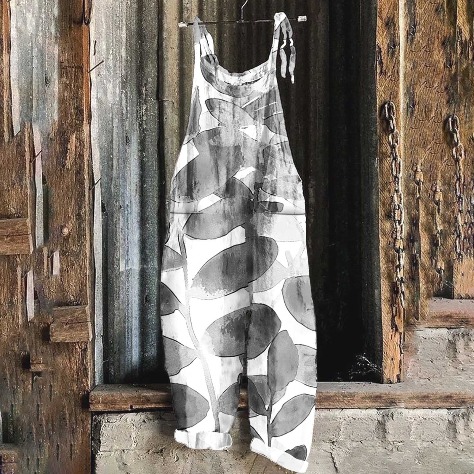 Aueoeo Workout Romper For Women Girls Jumpsuit Print Sleeveless Two ...