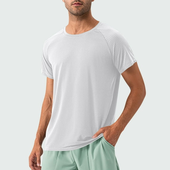 Aueoeo Workout T-Shirts for Mens Work Casual Running Soft Comfortable ...