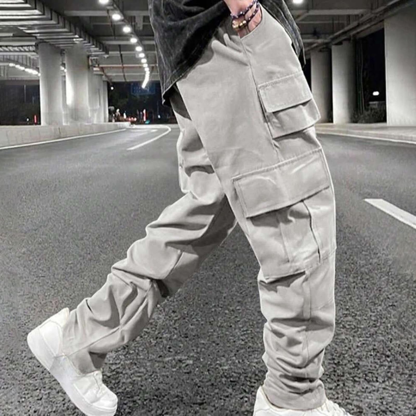 Aueoeo Yoga Pants Mens Sweatpants Men's Solid Color Sports Multi Pocket ...