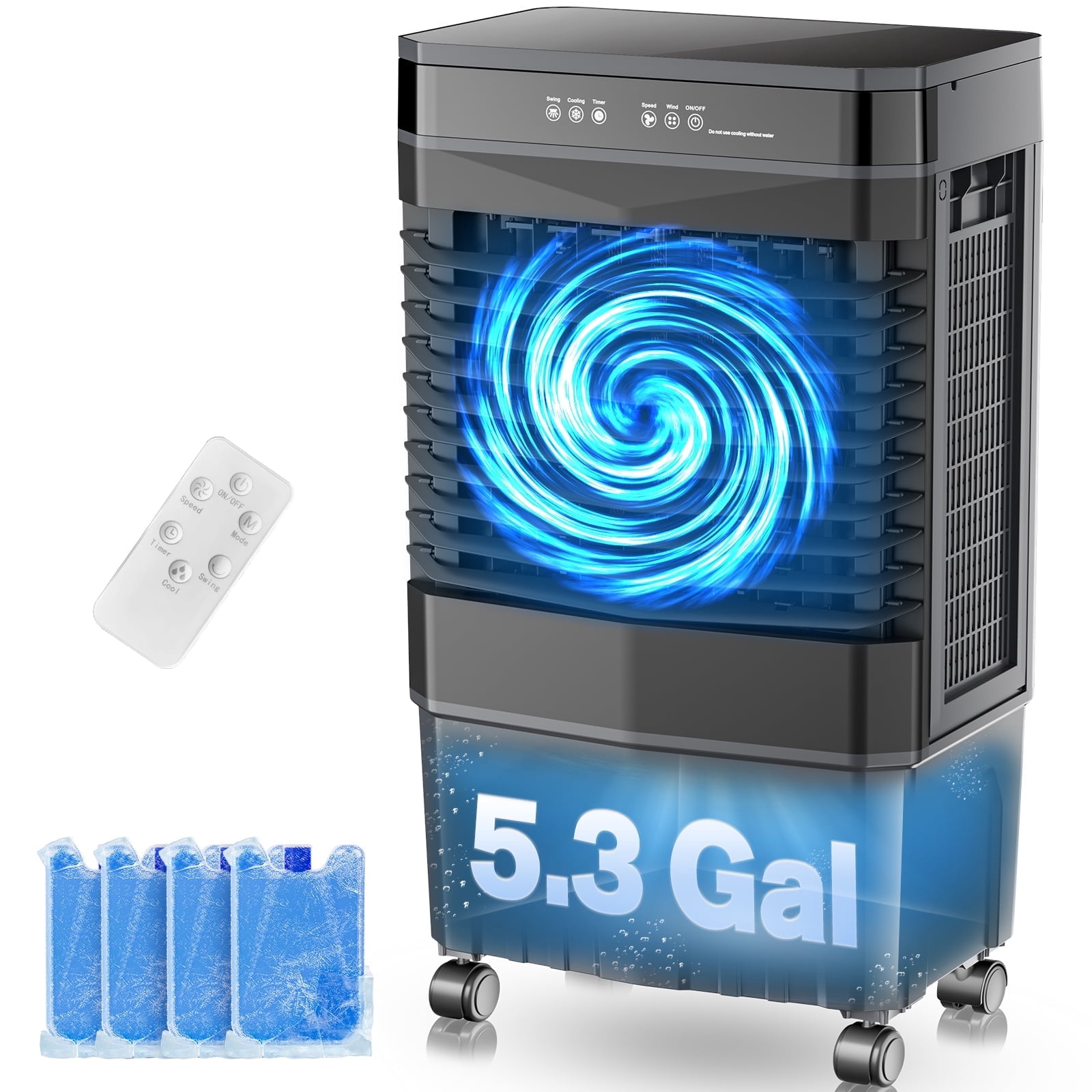 Auertech 5.3 Gal Swamp Cooler with Remote, 1800 CFM 12H Timer Portable ...