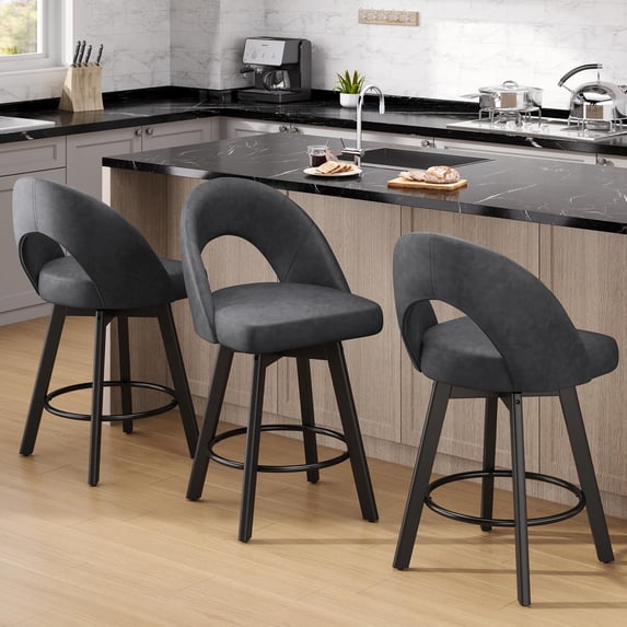 Aufeile Bar Stools Set of 3, 24" Swivel Counter Height Barstools with ...
