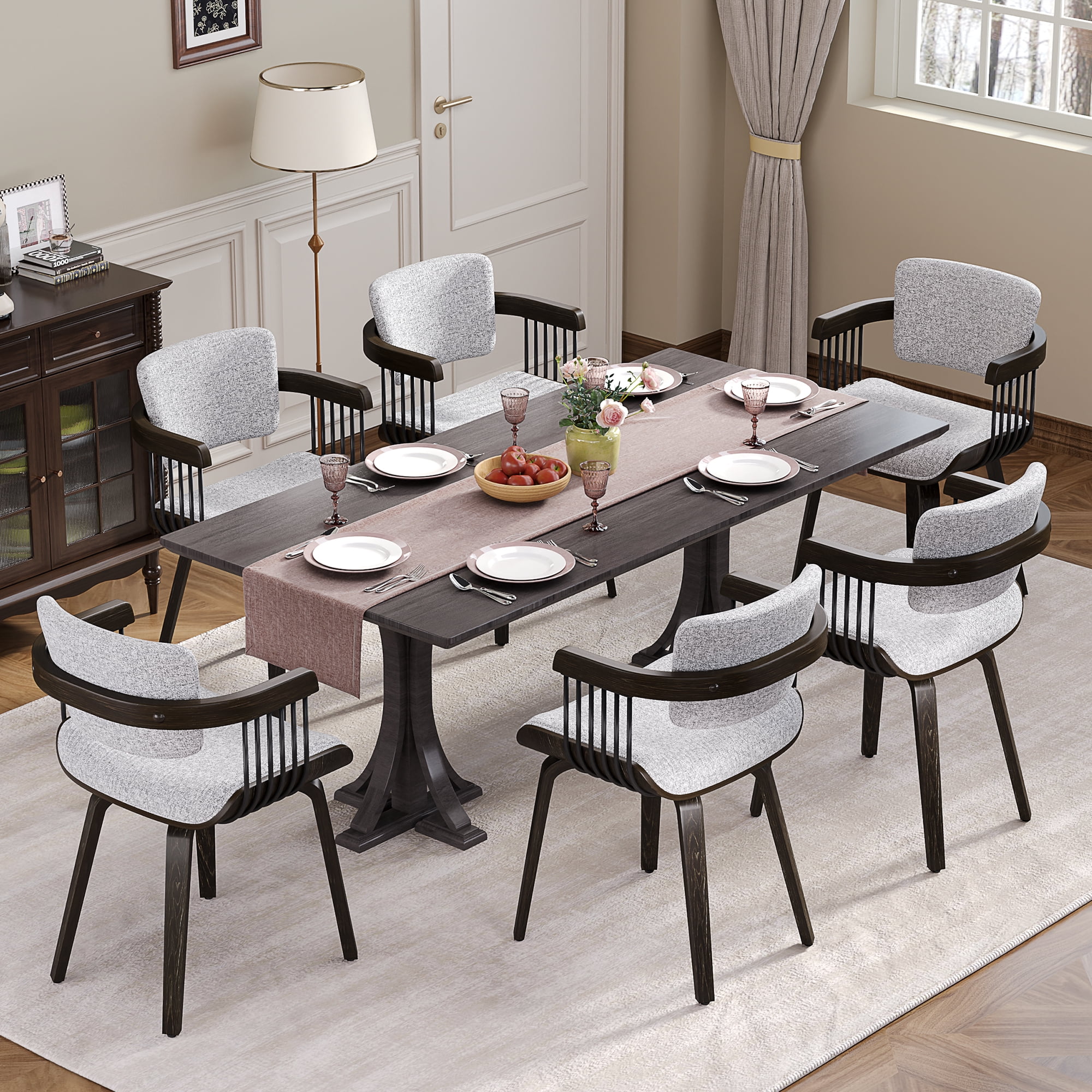 Aufeile Dining Chairs Set of 6, Modern Swivel Dining Room Chairs with ...