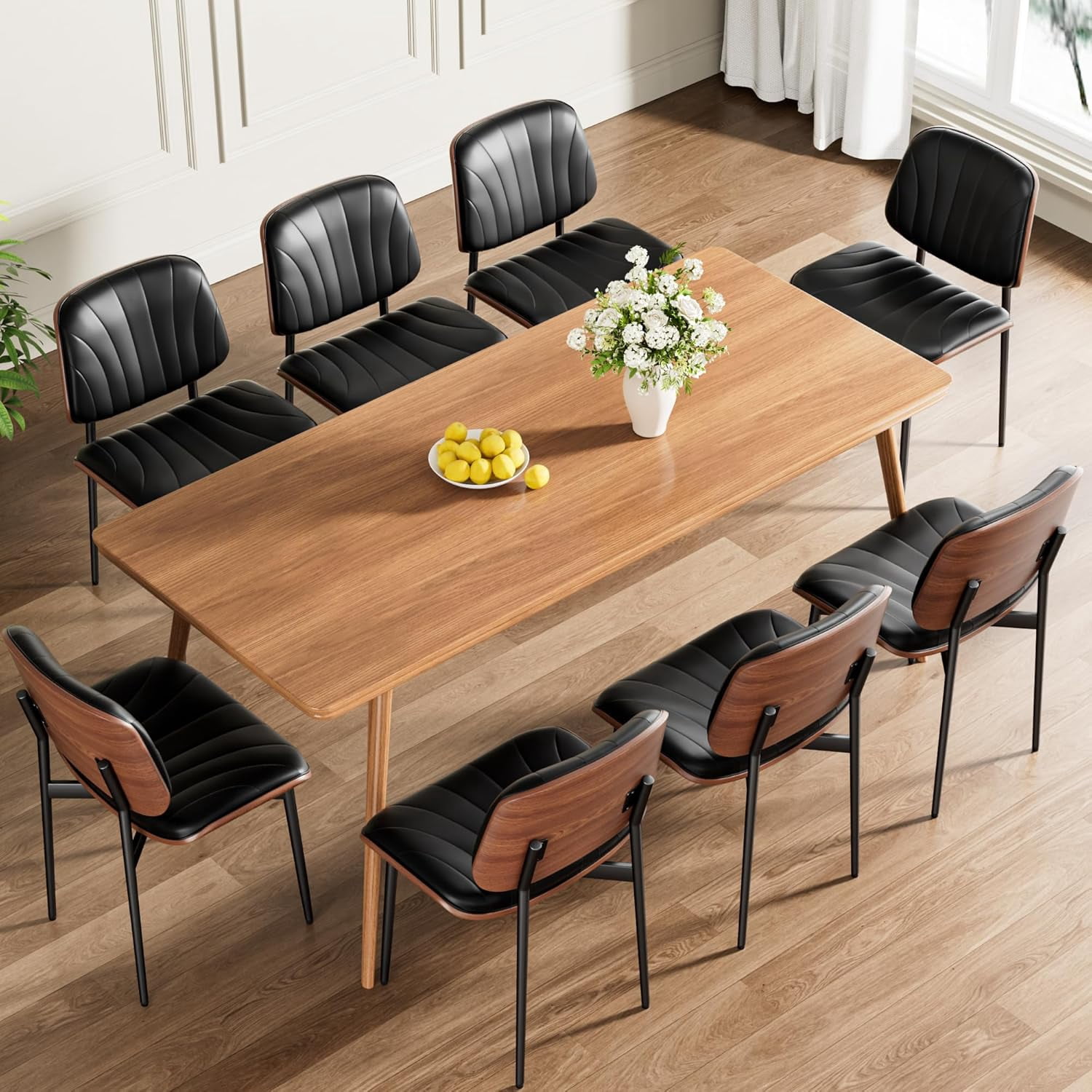 Aufeile Modern Dining Room Chairs Set of 8, Faux Leather and Bentwood ...