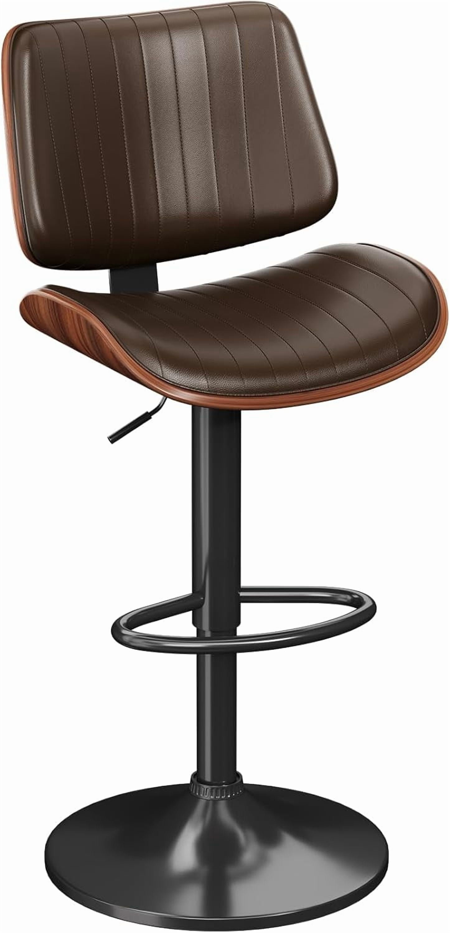 Aufeile Swivel Bar Stool with Bentwood Back, Adjustable Mid-Century ...