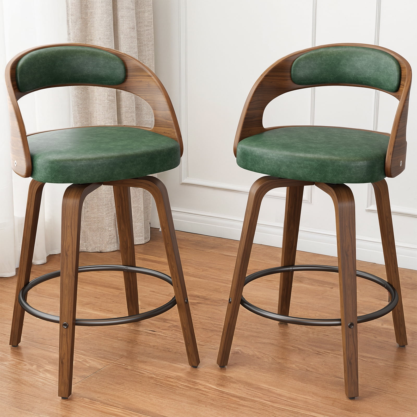 Aufeile Swivel Bar Stools Set of 2, 26" Counter Height Bar Stools with ...