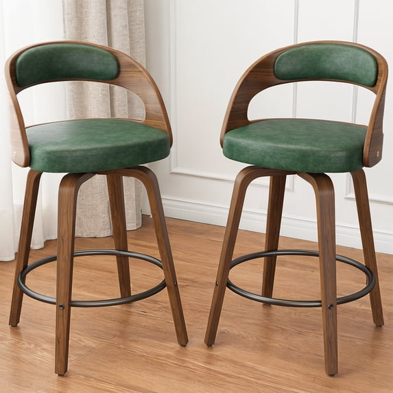 Aufeile Swivel Bar Stools Set of 2, 26" Counter Height Bar Stools with ...