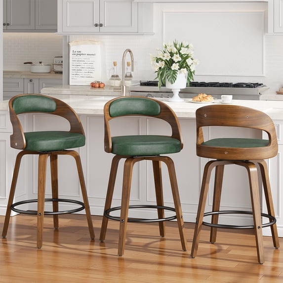 Aufeile Swivel Bar Stools Set of 3, 26" Counter Height Bar Stools with ...