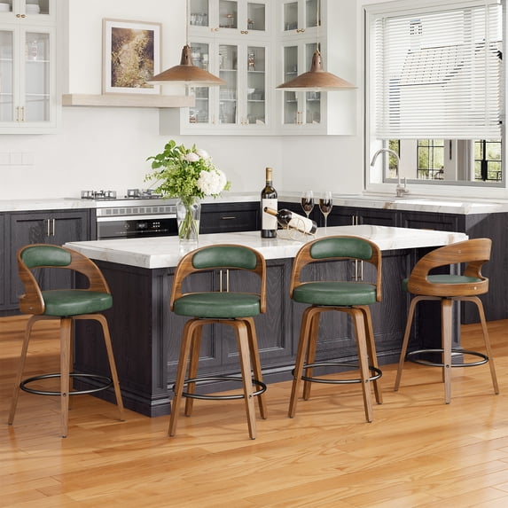 Aufeile Swivel Bar Stools Set of 4, 26" Counter Height Bar Stools with ...