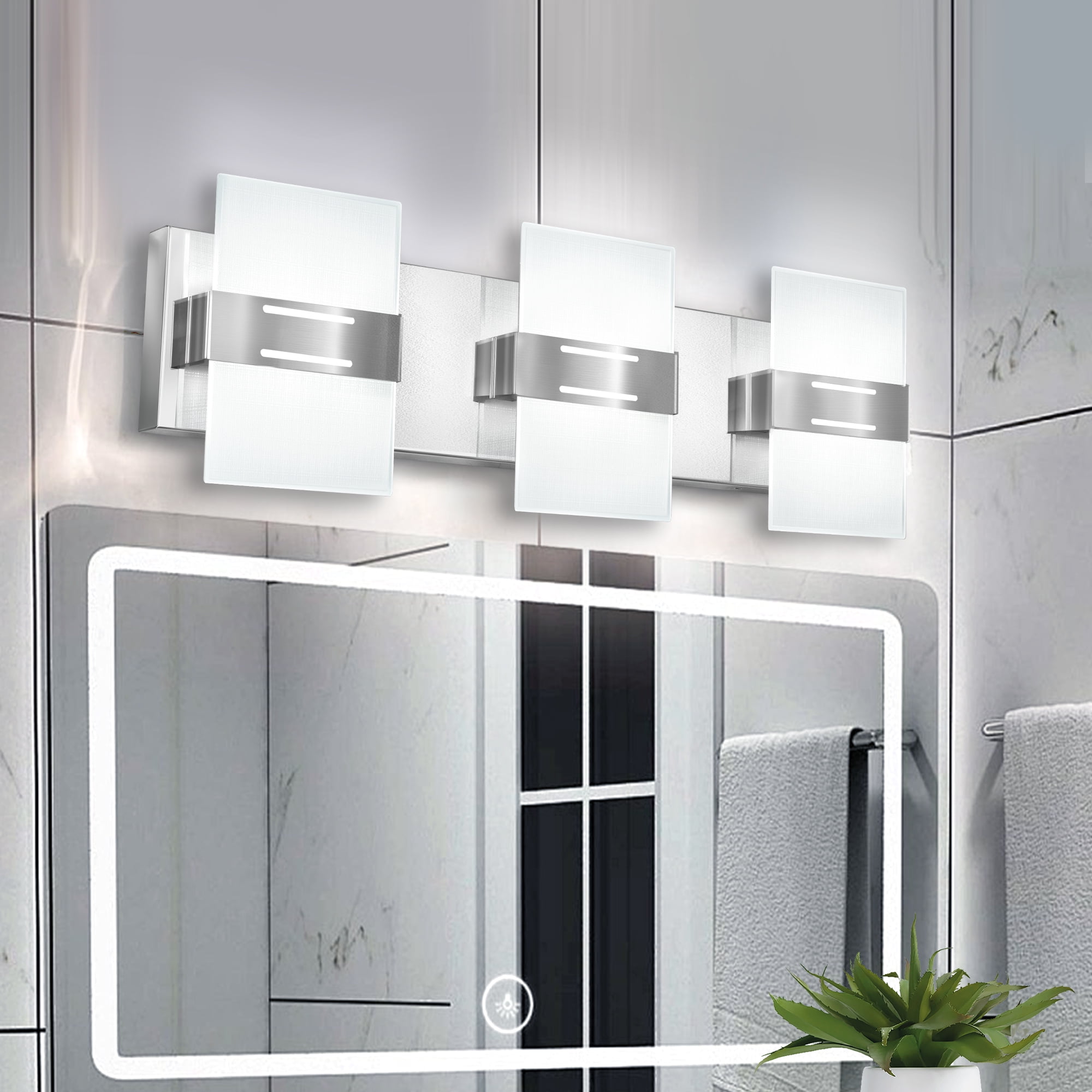 Auffel Bathroom Light Fixtures LED Chrome Vanity Lights for Bathroom ...