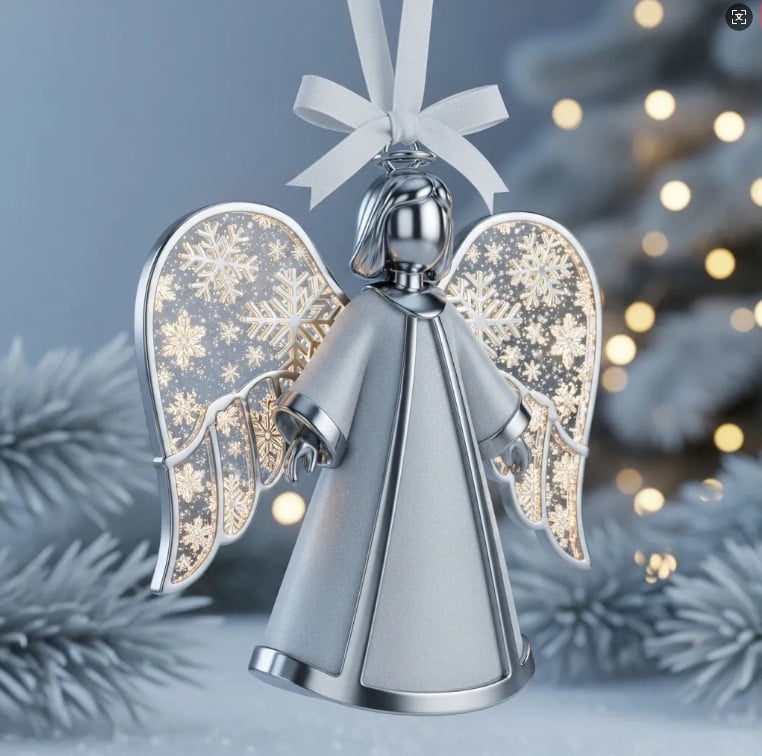 Aufmer 1 Pcs Elegant Metal Angel Figurine, Shimmering Tree Topper with ...
