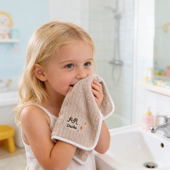 Aufmer 1 Pcs Kids Cartoon Face and Hair Towels, Thick Absorbent Cotton ...