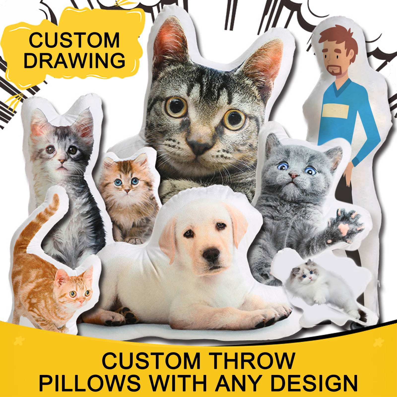 Aufmer 1 Pcs Personalized Photo Pillow, Custom Print Throw Pillow with ...