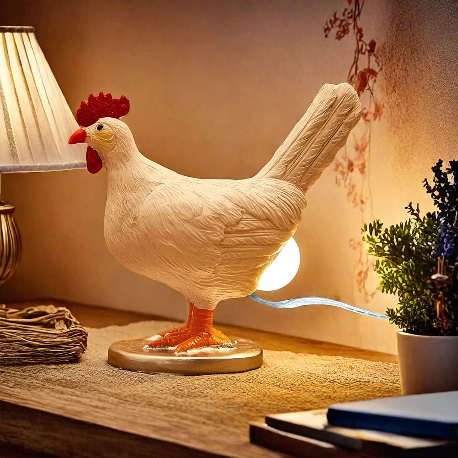 Aufmer 1 Pcs Simulated Chicken Laying Eggs Night Light, Whimsical Resin ...