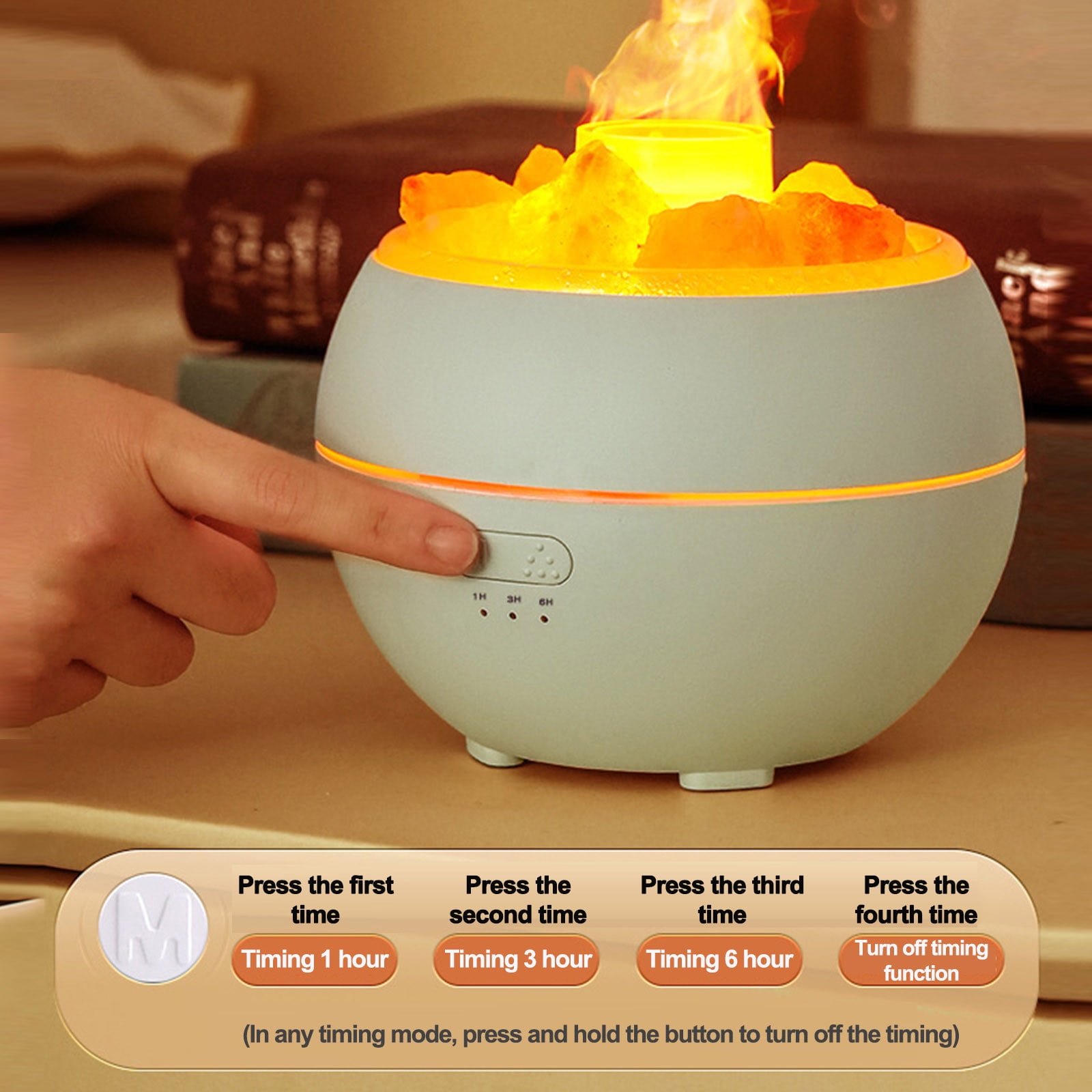 Aufmer 2024 Crystal Mine Humidifier Purification Night Light Desktop ...