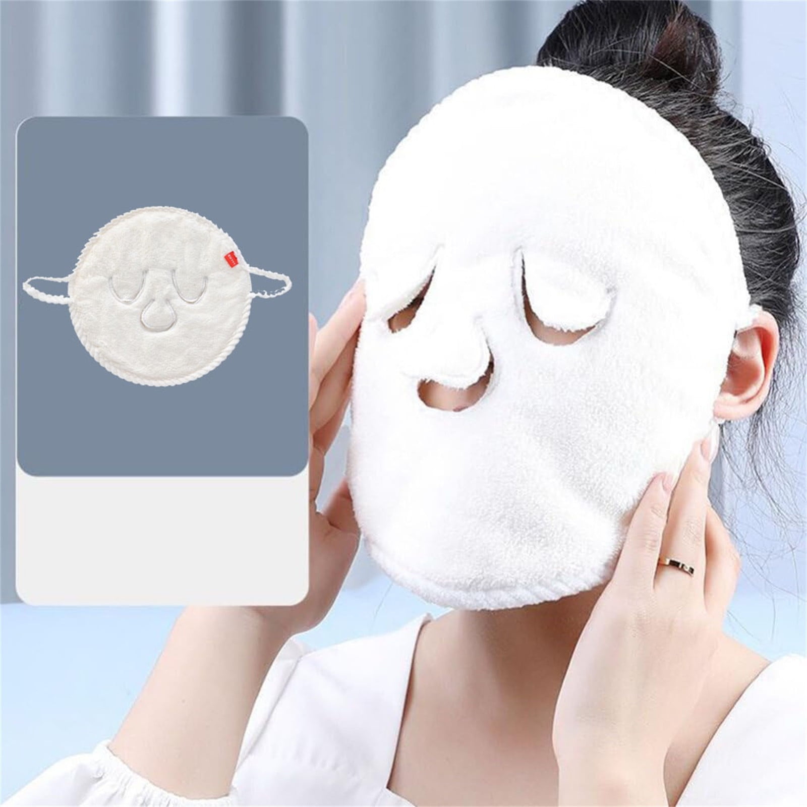 Aufmer 3 Holes Towel Mask Reusable Face Towel Mask Cold Hot Compress ...