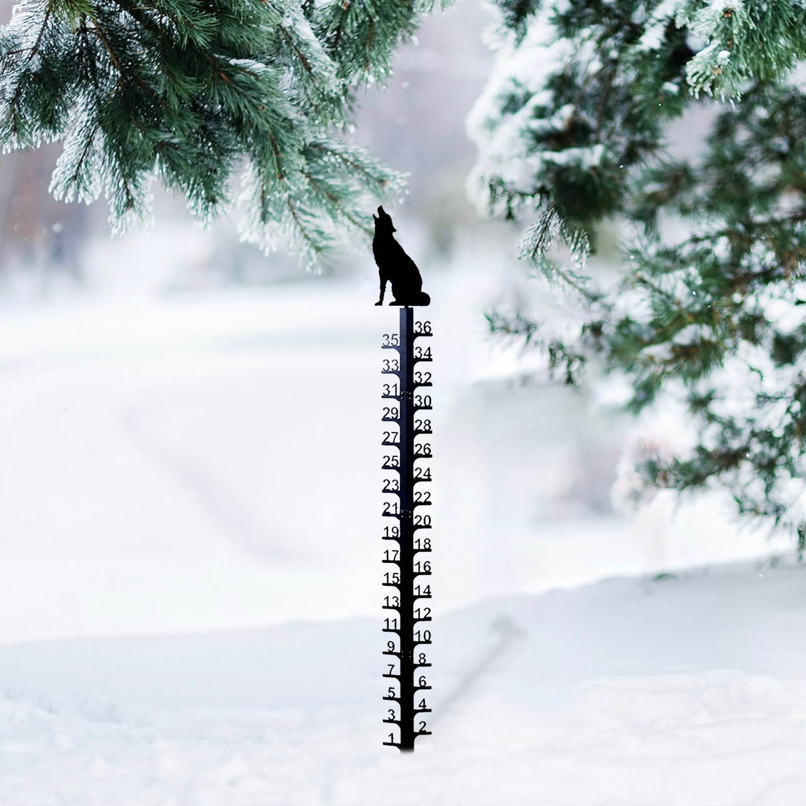 Aufmer 36 inch Snow Gauge Outdoor with Thermometer,Snowflake Iron Art ...